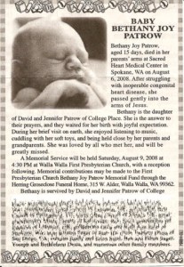 Sample Infant Obituaries